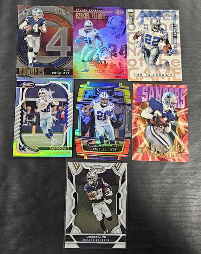 7 Dallas Cowboys Cards Including Dak Prescott, Zek Elliott, Ceedee Lamb ...