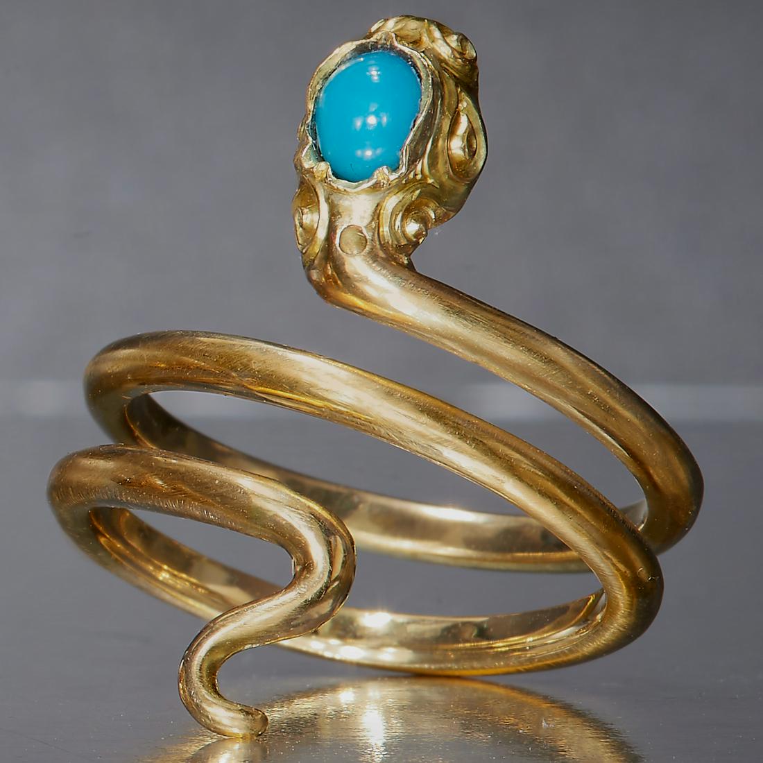 Attractive Antique Turquoise Snake Ring Auction