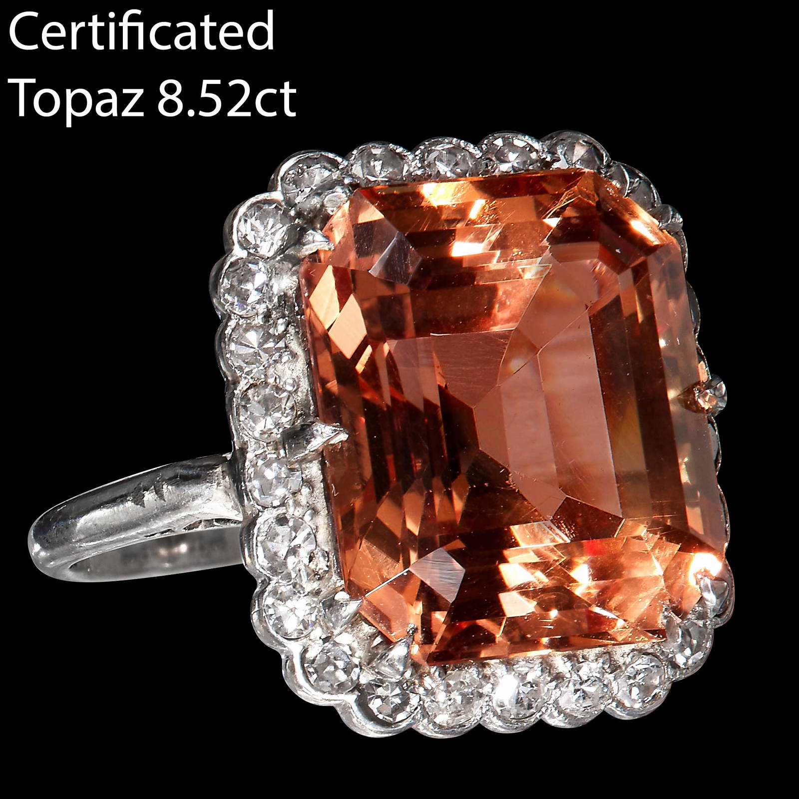 Certificated Orange Topaz And Diamond Cluster Ring Auction
