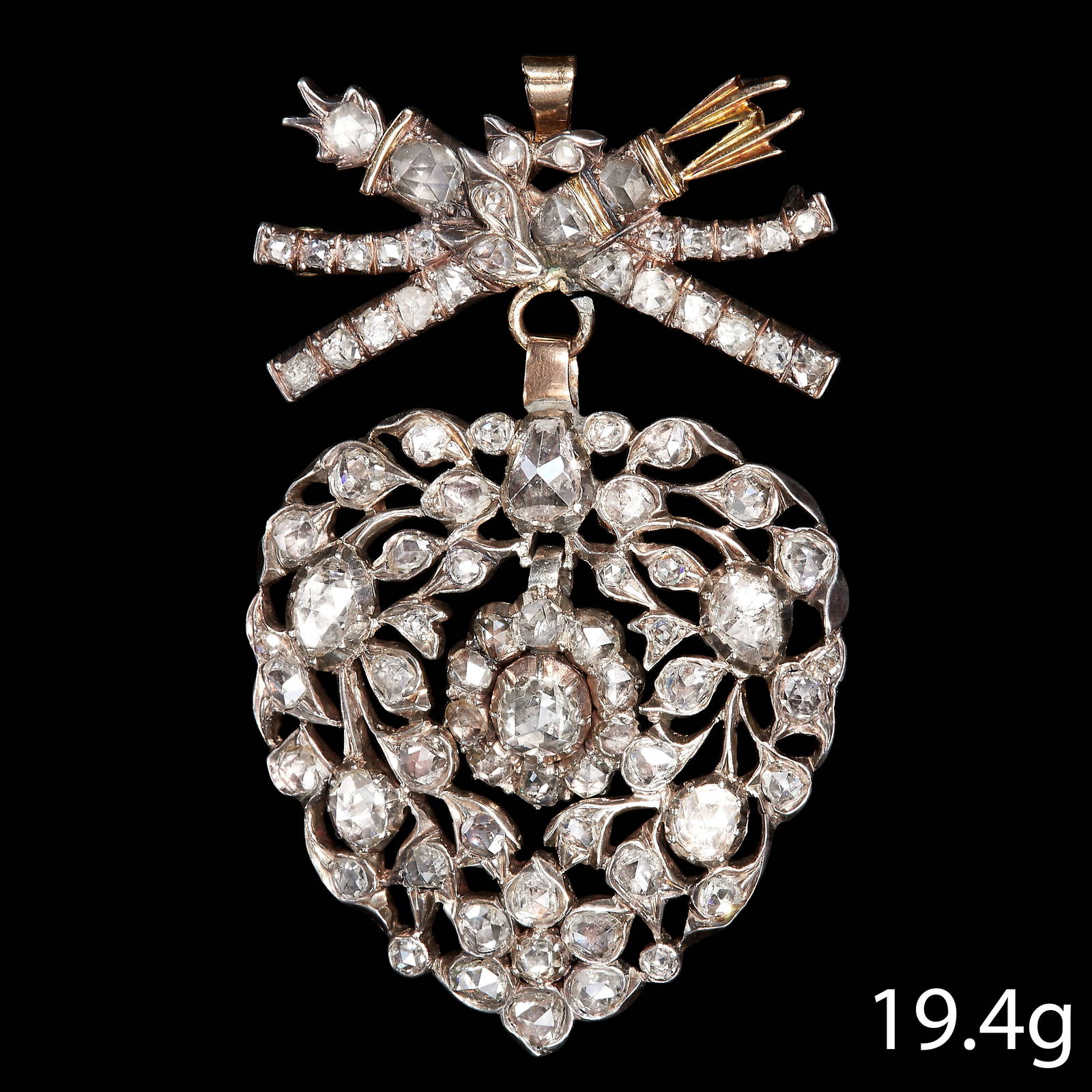 Rare Antique Georgian, 18th Century Diamond Flemish Heart Pendant/brooch Auction