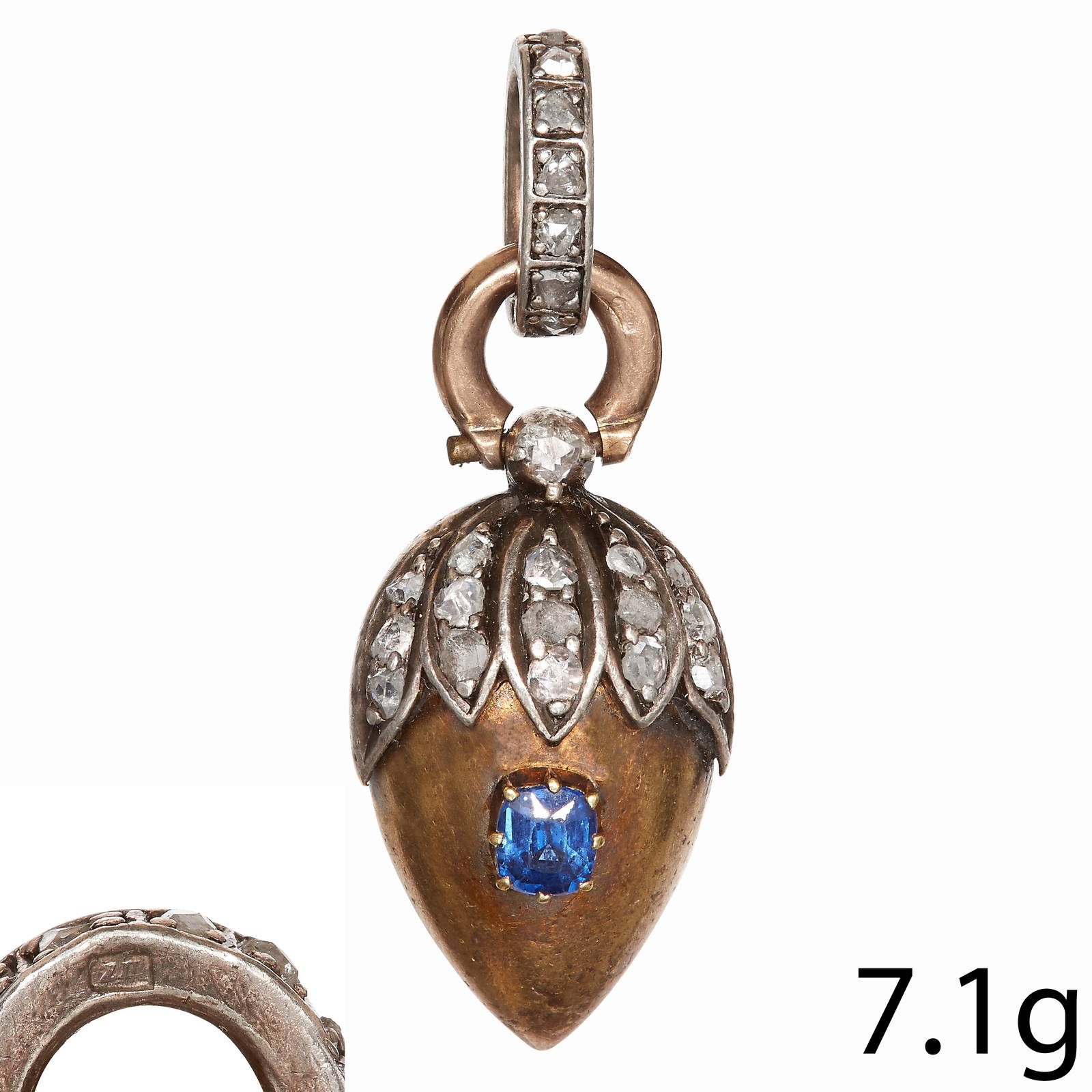 Fine Antique Sapphire And Diamond Acorn Pendant Auction