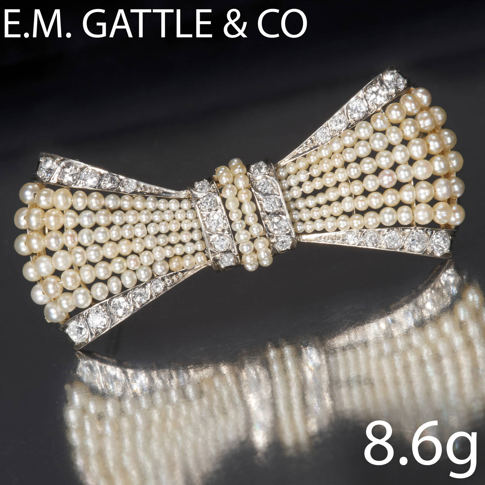 E.m. Gattle & Co, Early 20th Century Pearl And Diamond Bow Brooch Auction