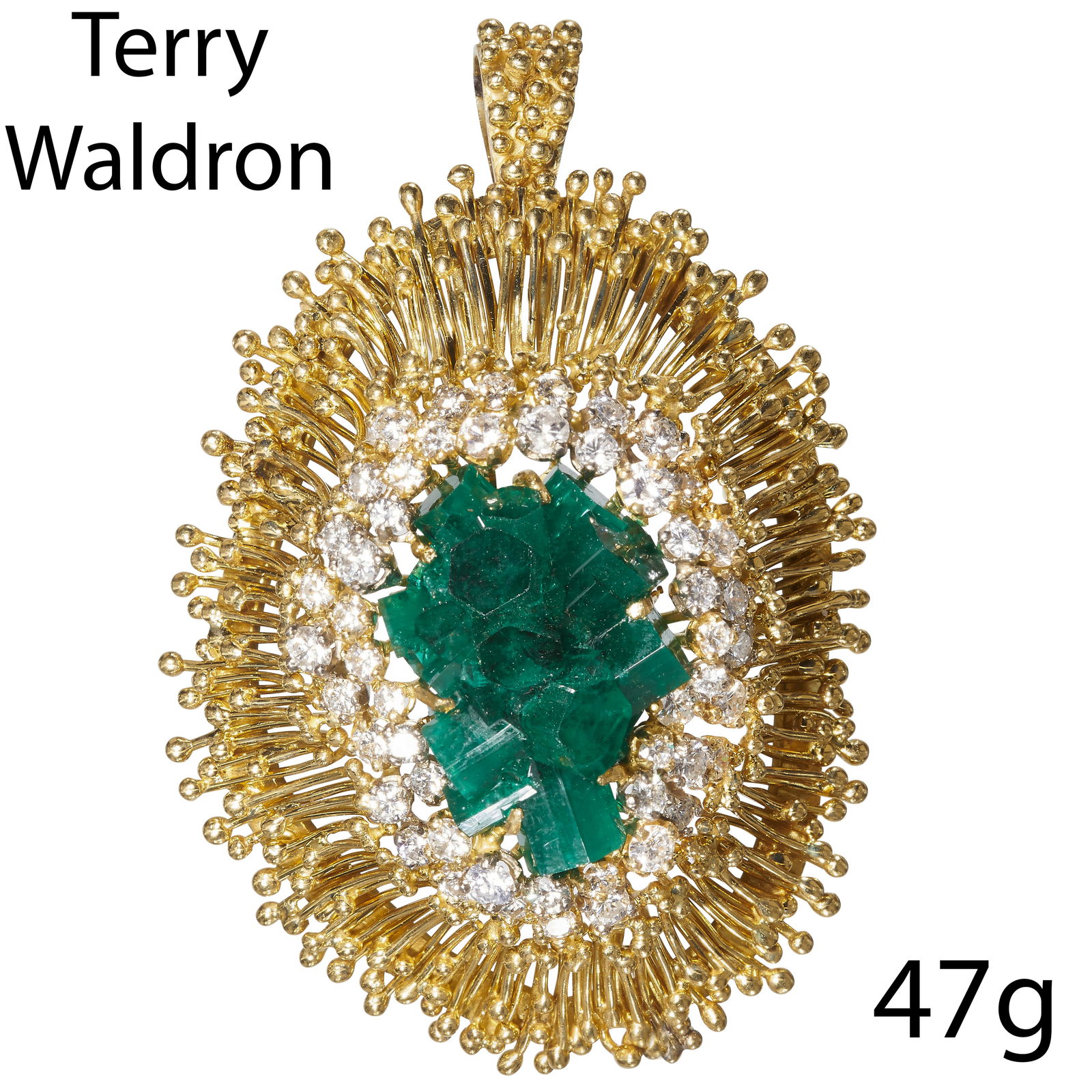 Terry Waldron, Unusual Emerald And Diamond Pendant/brooch Auction