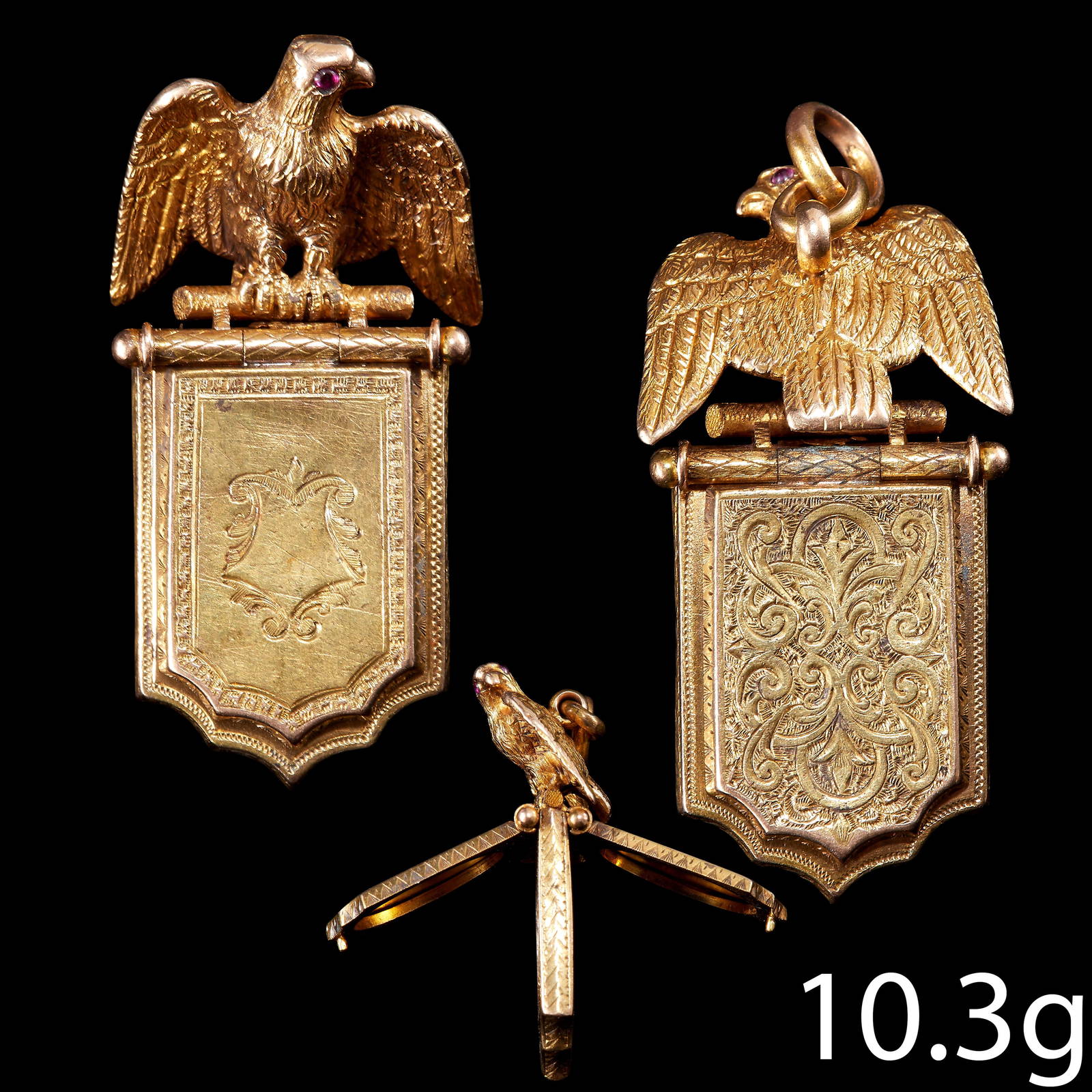 Antique Victorian Double Sided Locket With Eagle Auction