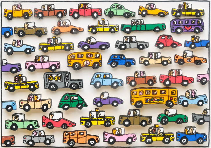 James Rizzi, "heavy Traffic" 3 D Lithograph