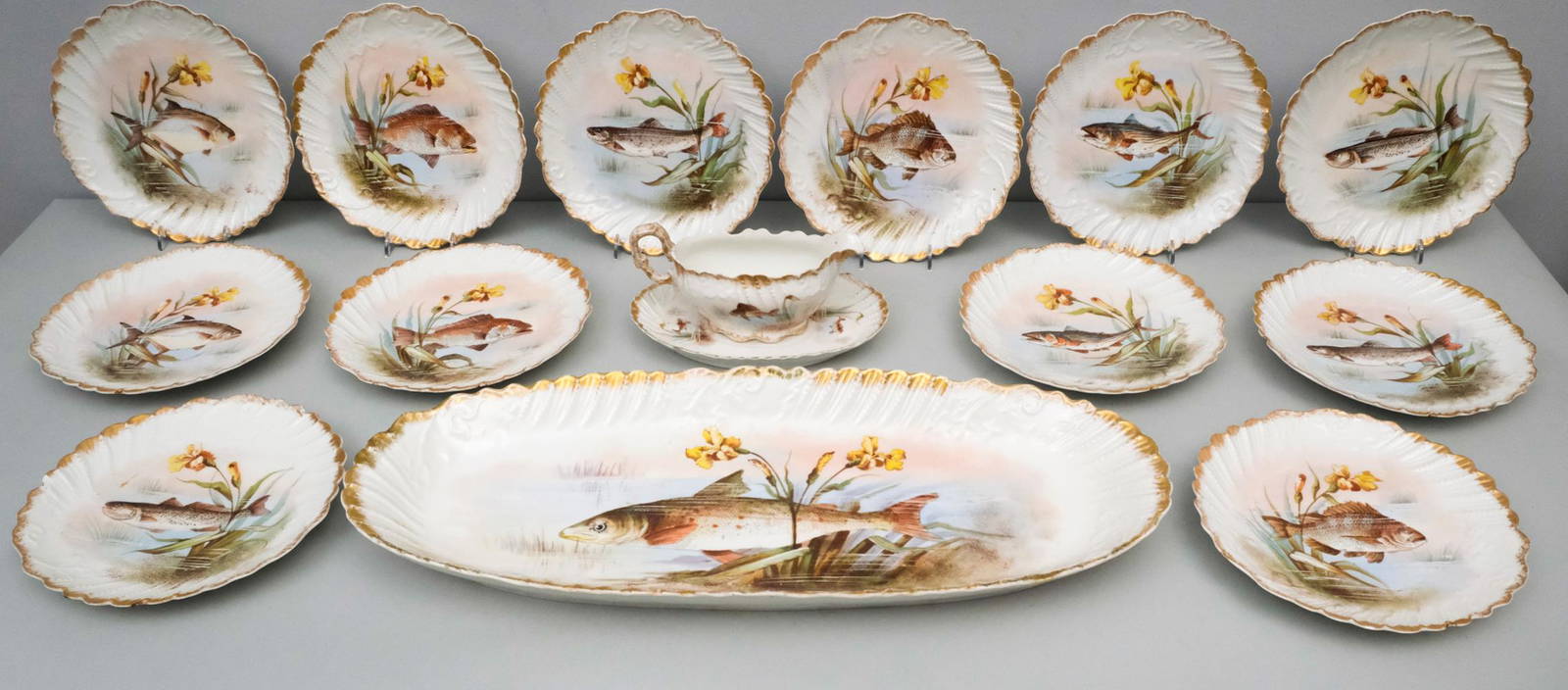 Limoges Porcelain Fish Service Set Auction