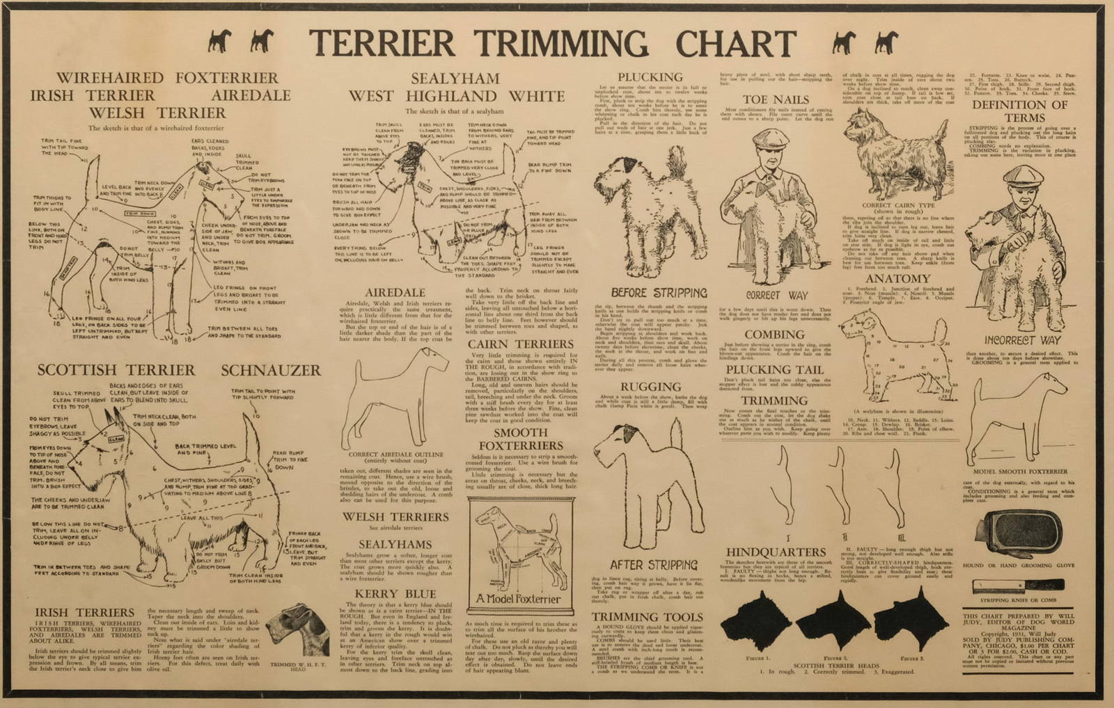 Vintage Terrier Trimming Chart Auction
