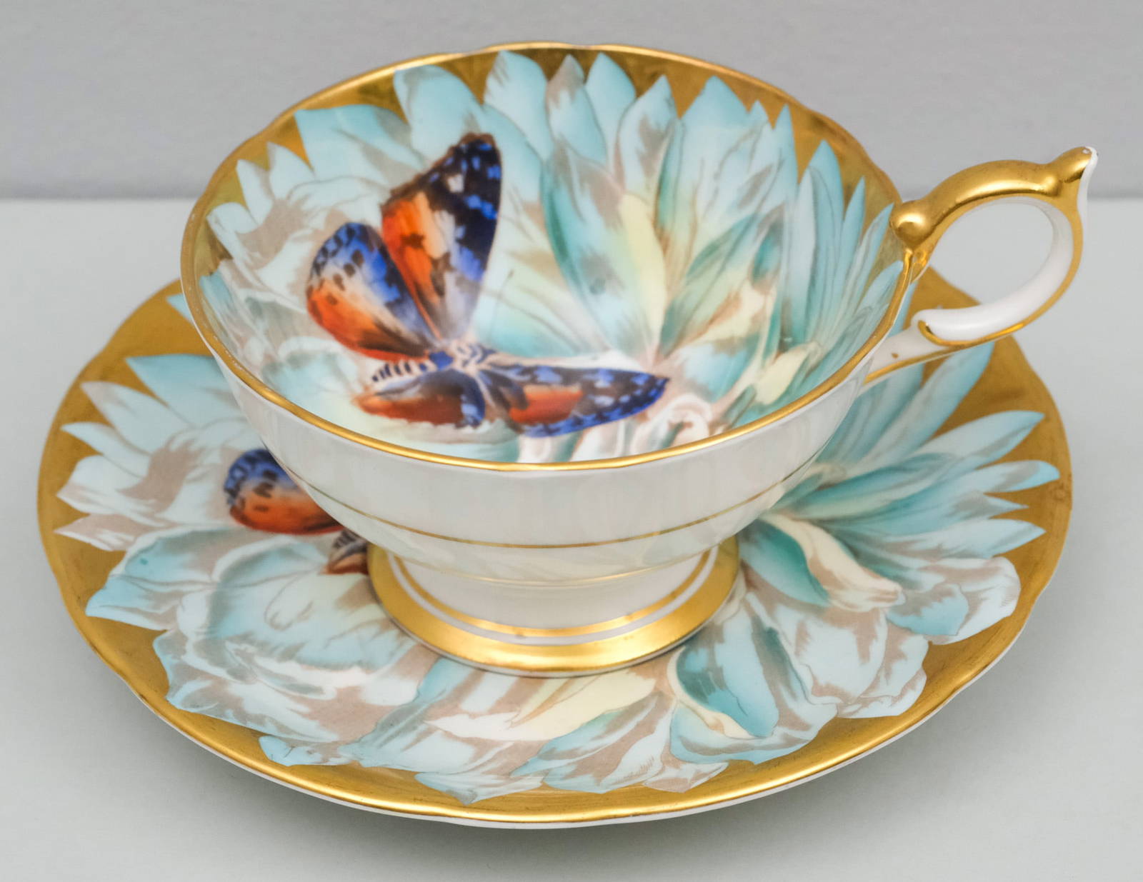 Aynsley Porcelain Butterfly Cup & Saucer Auction