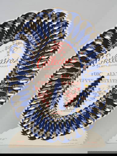 Vintage Collectible State Souvenir Spoons Display