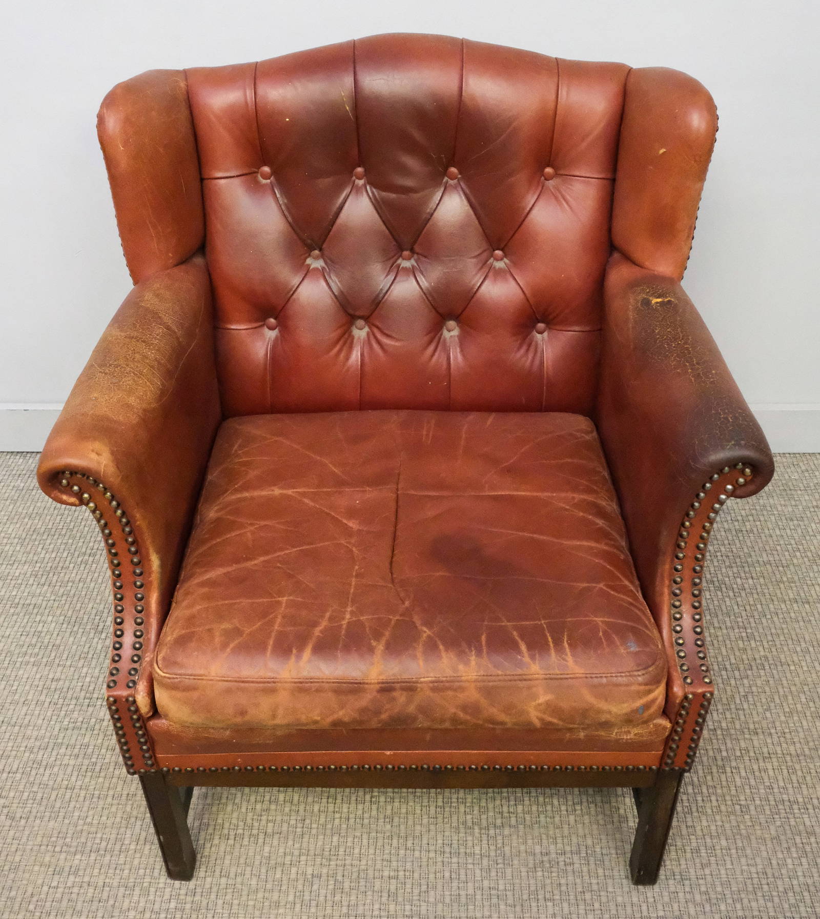 Tufted Leather Wingback Chair Auction