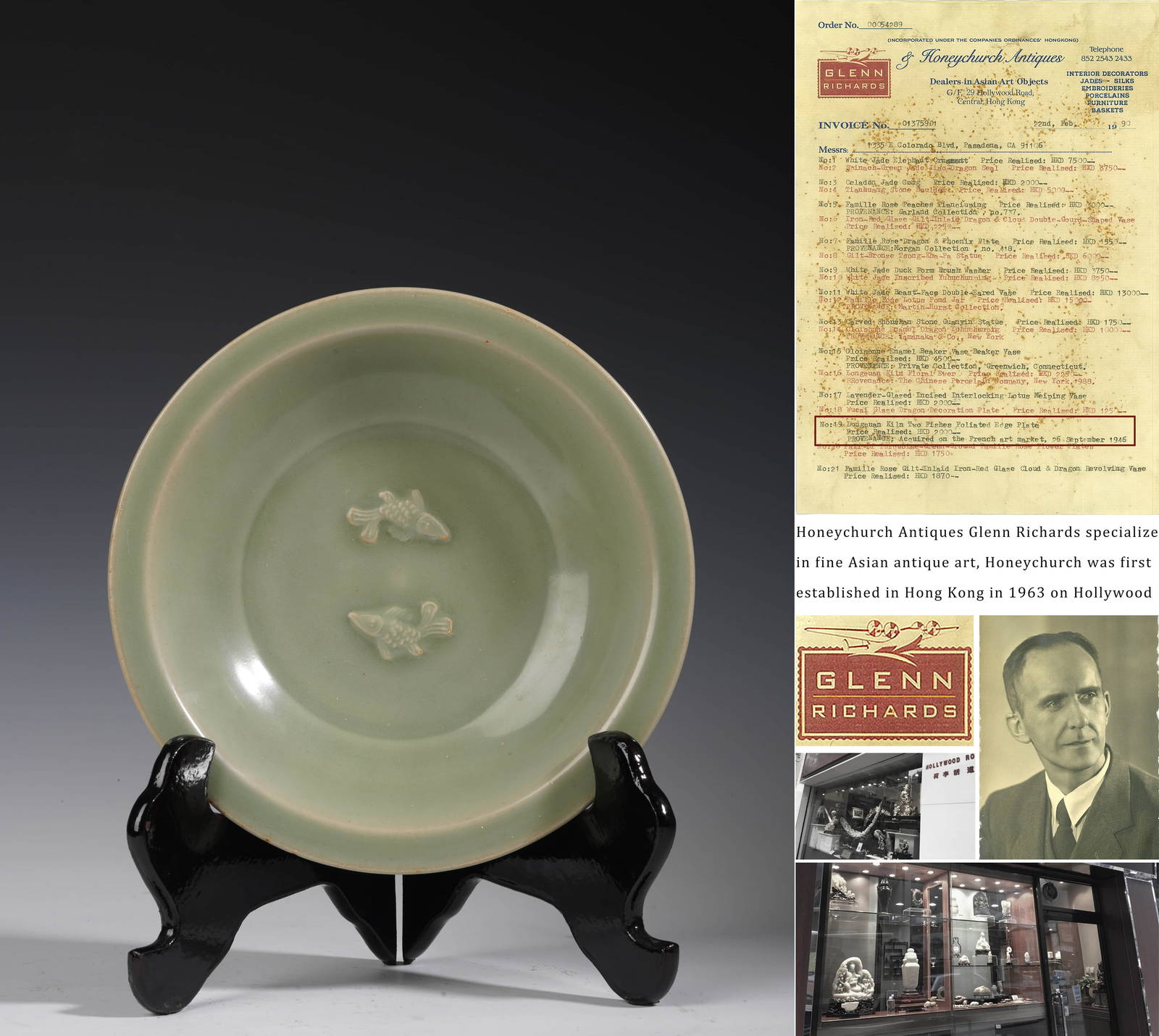 Longquan Kiln Two Fishes Foliated Edge Plate Auction