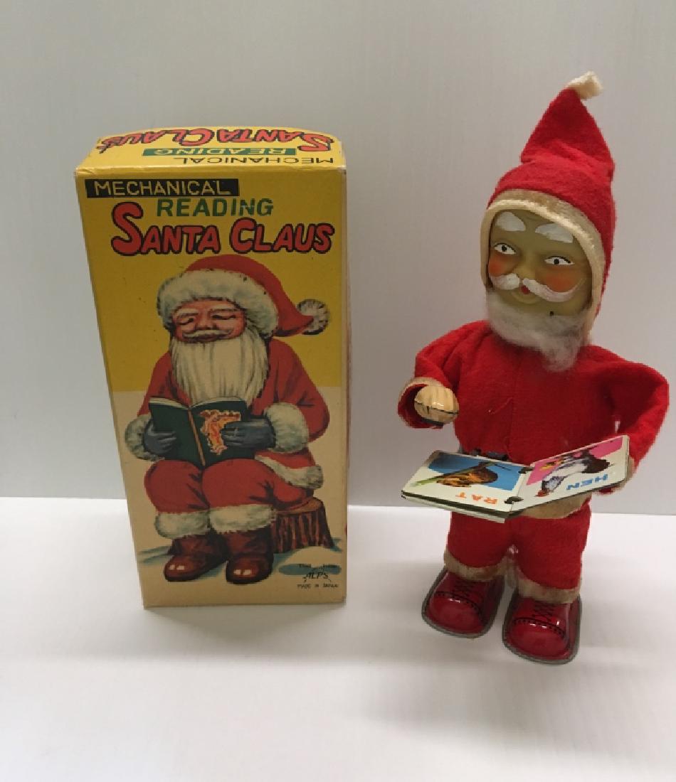 Vintage Alps Mechanical Reading Santa In Box