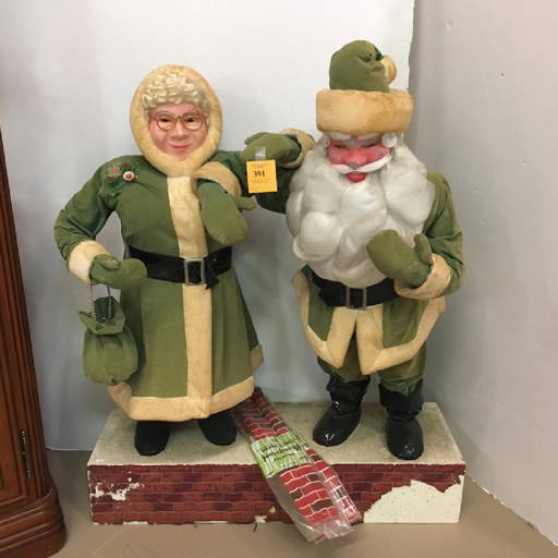 Vintage Mr. & Mrs. Santa Store Display