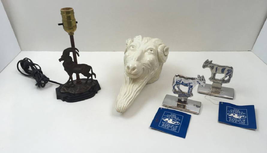 4 Pcs Rams Head, Goat Lamp & Donkeys