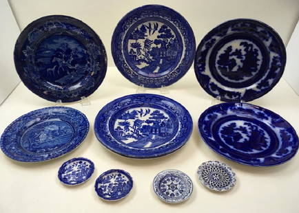 5 Pountey Co. Bristol Kendal Flow Blue Plates