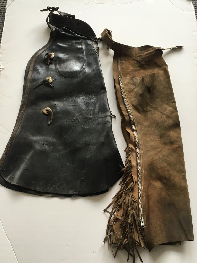 2 ANTIQUE LEATHER CHAPS