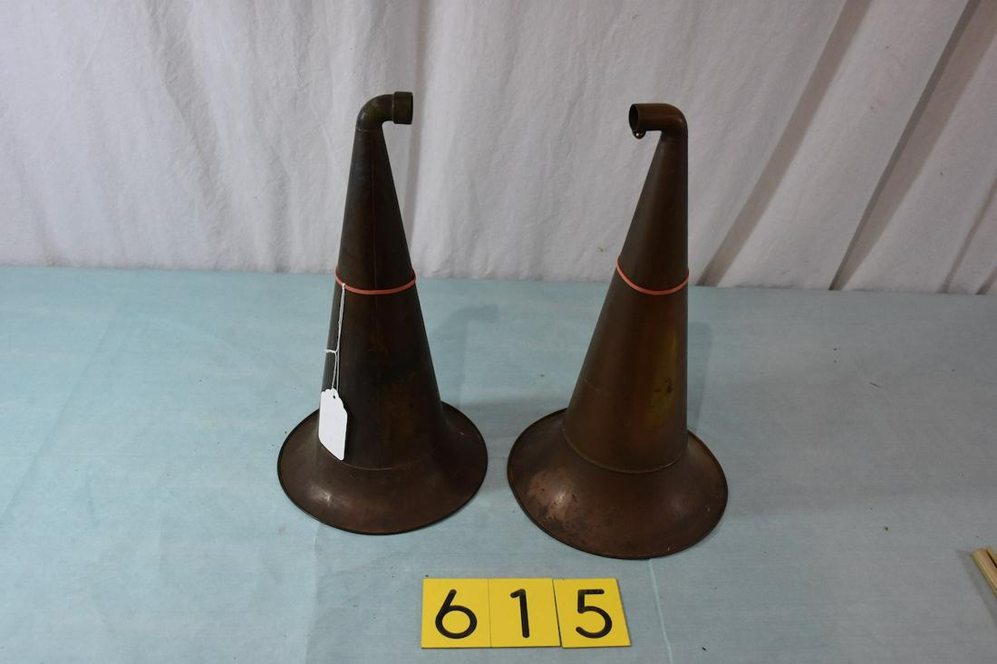 2 Brass Zon O Phone Horns With Brass Elbows