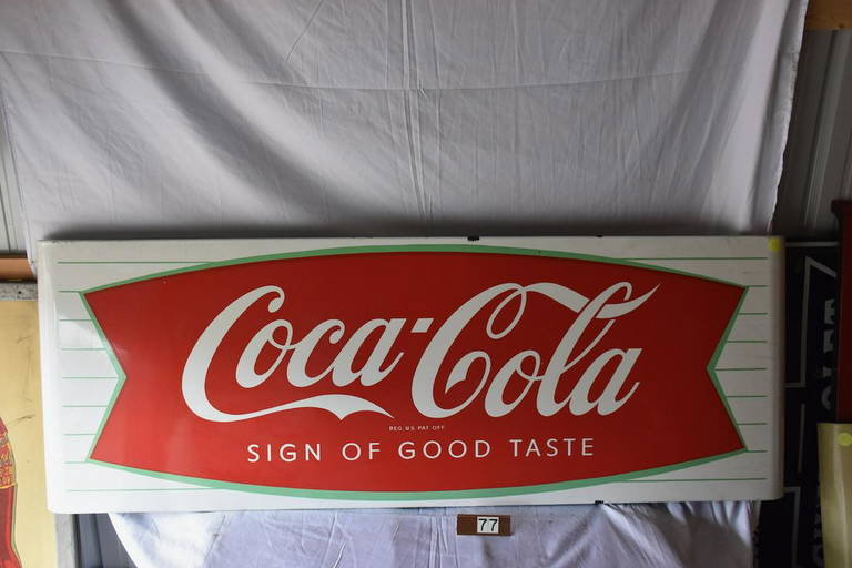 Large Coca Cola Fish Tail Sign.