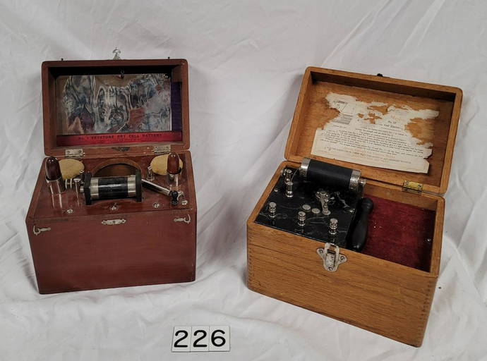 Two Medical Quack Devices, Keystone Dry Cell Battery, Electric Bath Machine