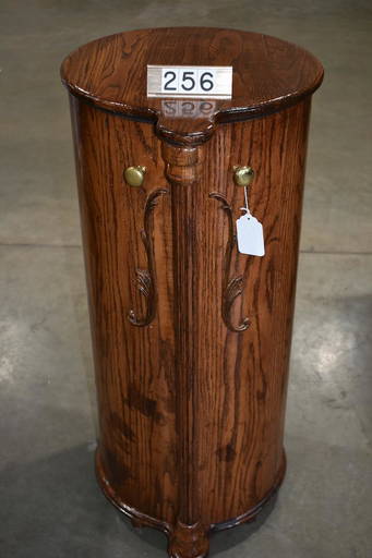 Modern Oak Full Barrel Cylinder Record Cabinet