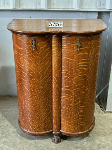 Salter Double Bow Front Oak Cylinder Record Cabinet with Lions Head ...