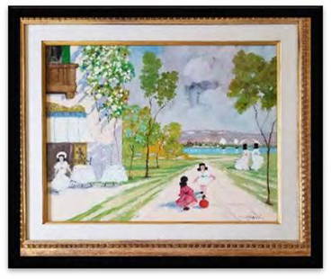 Luigi Sandini Oil Painting Of Lake Como