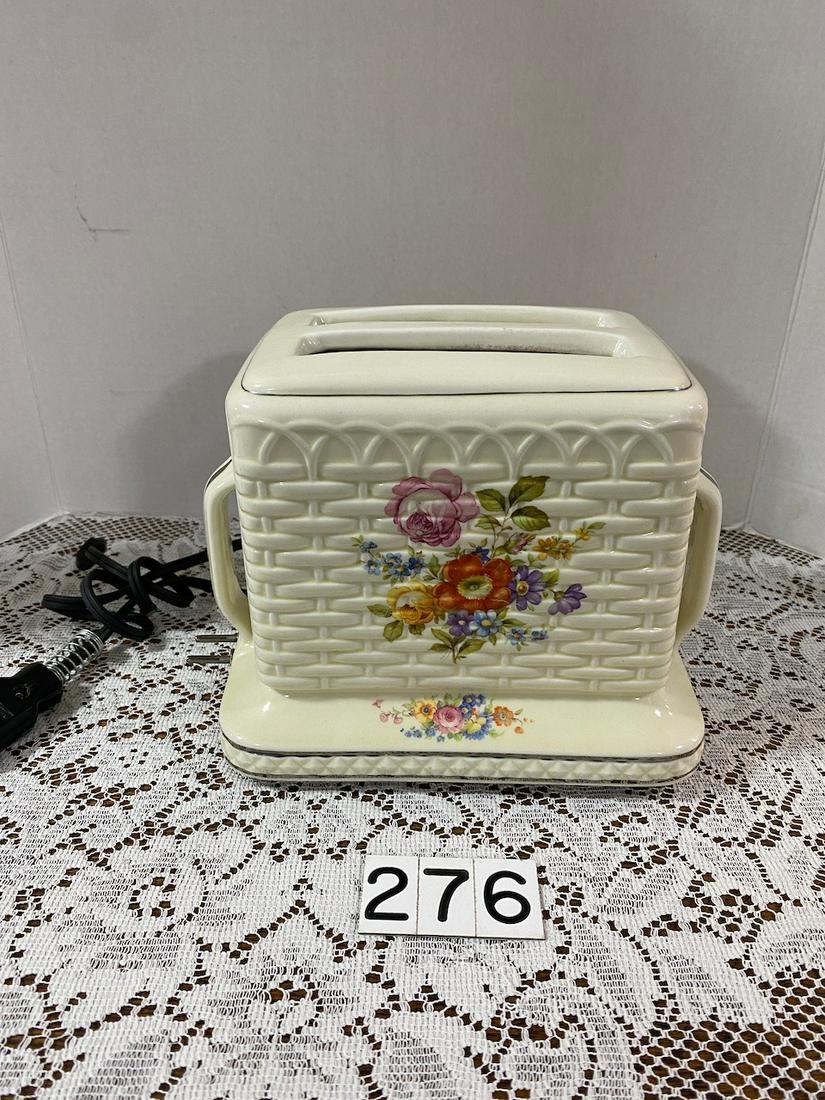 Beautiful Vintage Floral Basketweave Porcelier Porcelain Toaster Auction