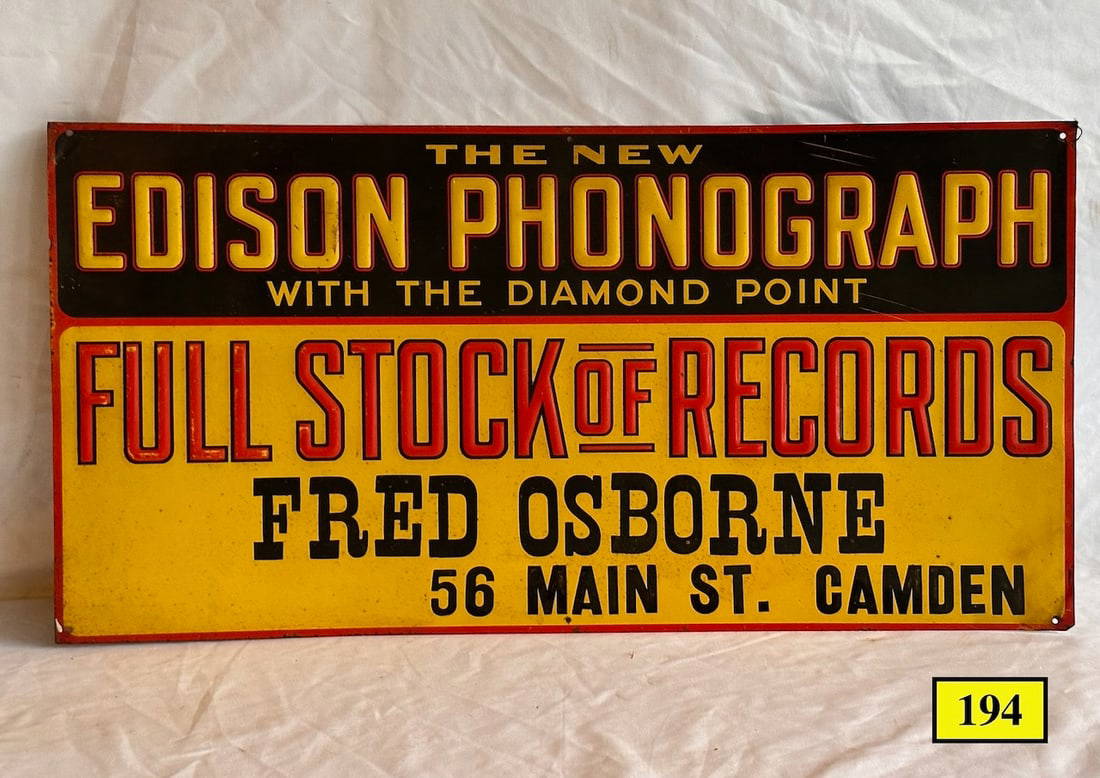 The New Edison Phonograph The Diamond Point Sign Auction
