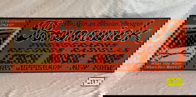 Brunswick Phonograph And Records Radiolas Embossed Tin Dealer Sign