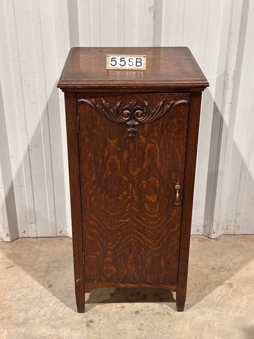 Oak Single Door Record Cabinet Auction