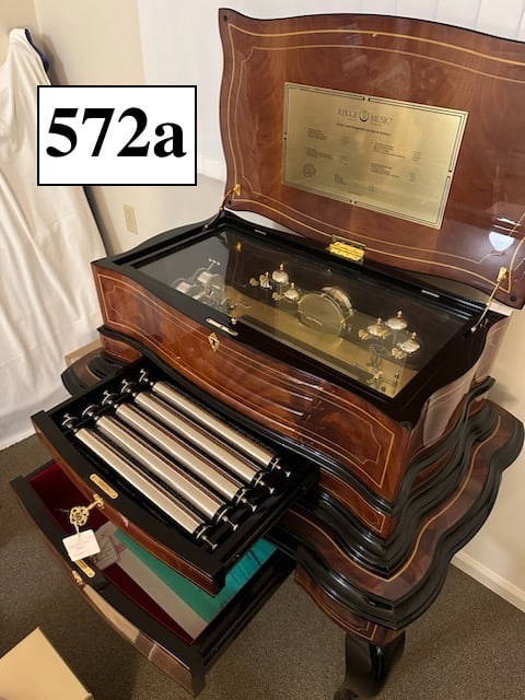 Reuge Interchangeable Orchestral Cylinder Music Box & Table Auction