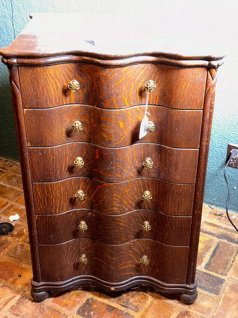 Salter Serpentine Case Oak Cylinder Record Cabinet Auction