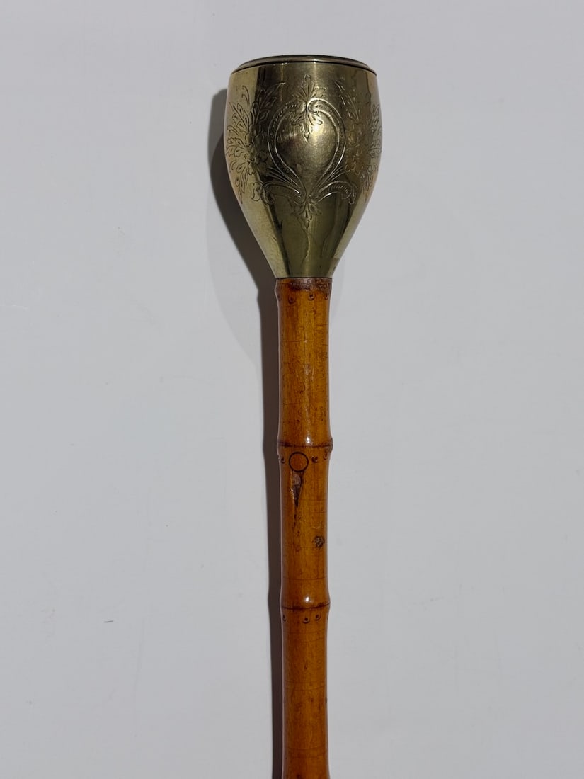 Gadget Compass Cane From Germany. Brass Engraved Handle. C 1914 Auction