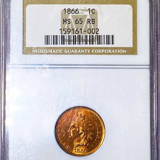 1866 Indian Head Penny Ngc Ms 65 Rb