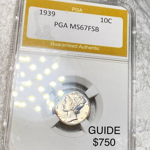 1939 Mercury Silver Dime Pga Ms 67 Fsb