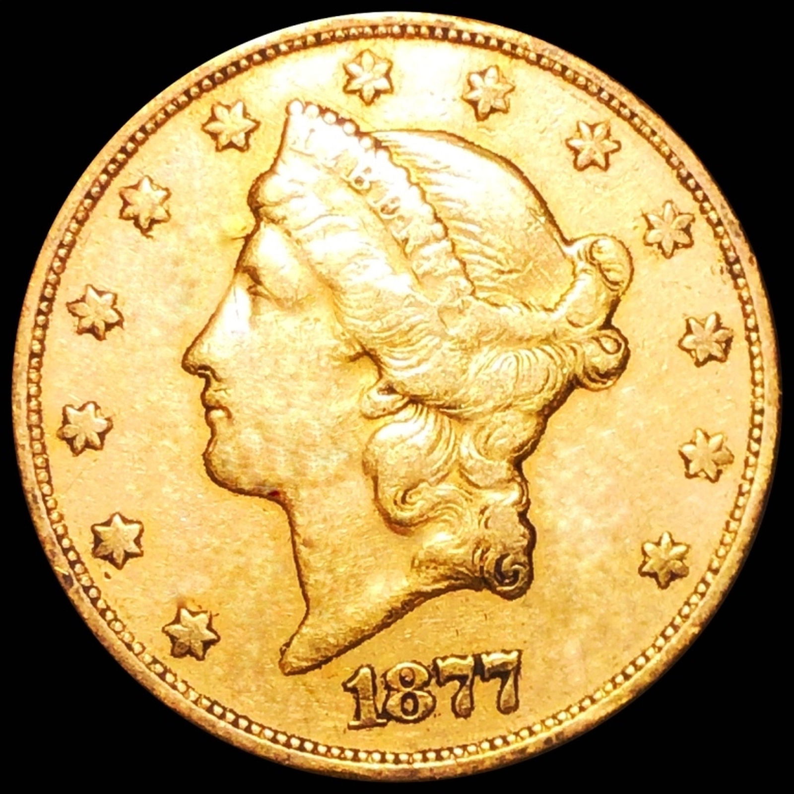 1877 S $20 Gold Double Eagle Nearly Uncirculated