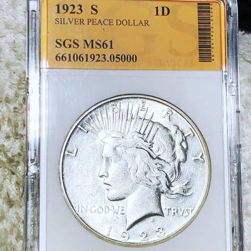 1923 S Silver Peace Dollar Sgs Ms61
