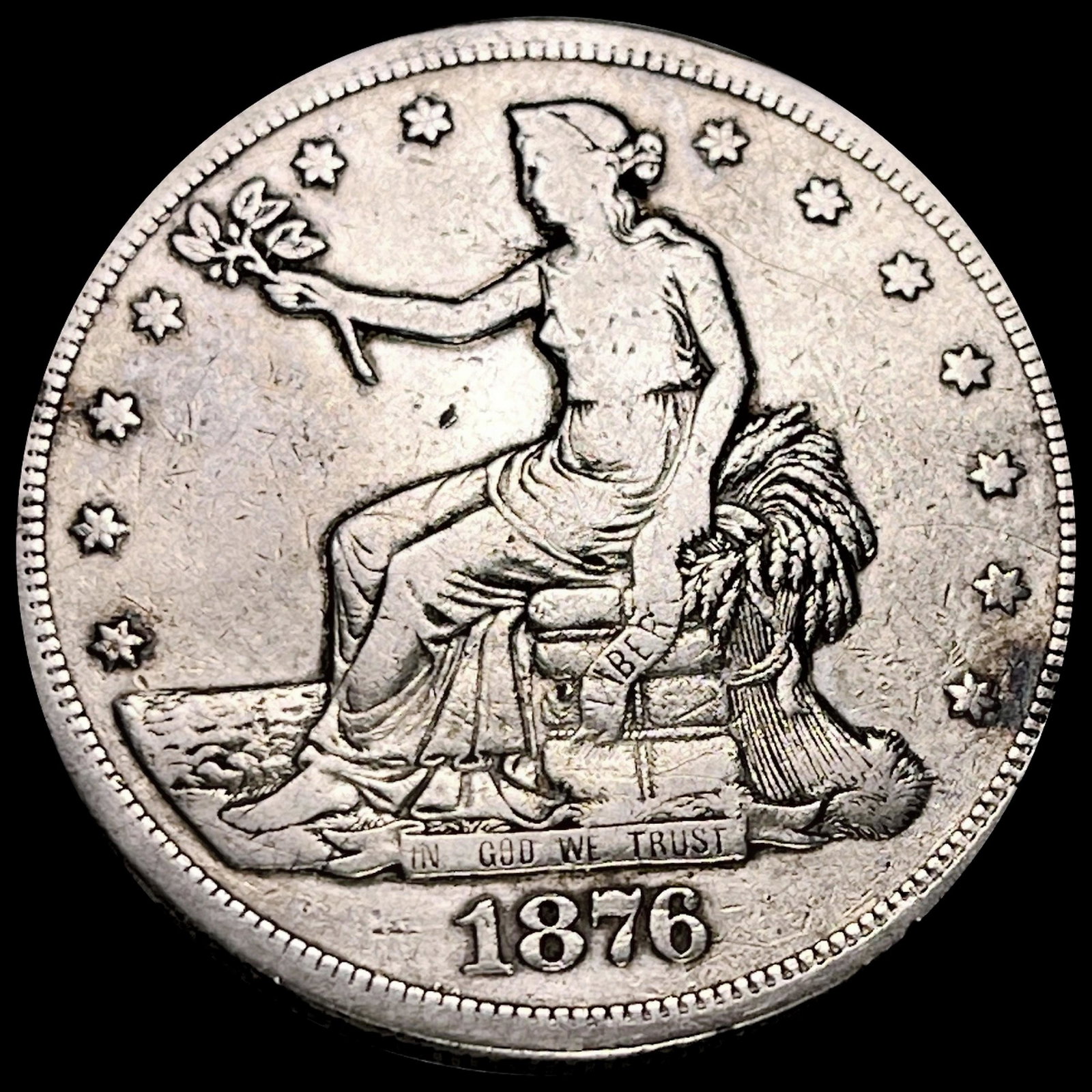1876 Silver Trade Dollar About Uncirculated