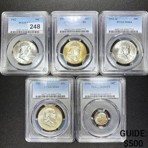 1962, 1952, 1961, 1948, 1957 5 Silver Coin Set