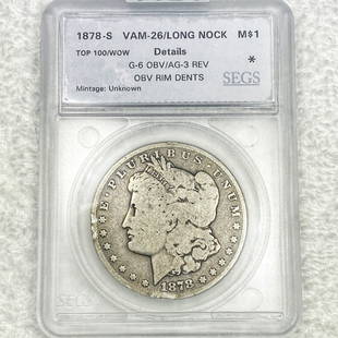 1878 S Morgan Silver Dollar Vam 27a Long Nock