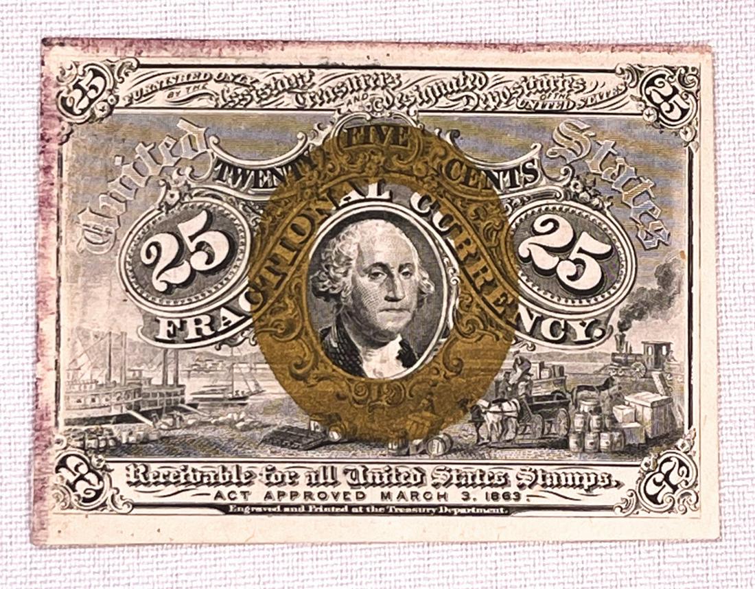 1863 Us 25c Frational Currency Bill