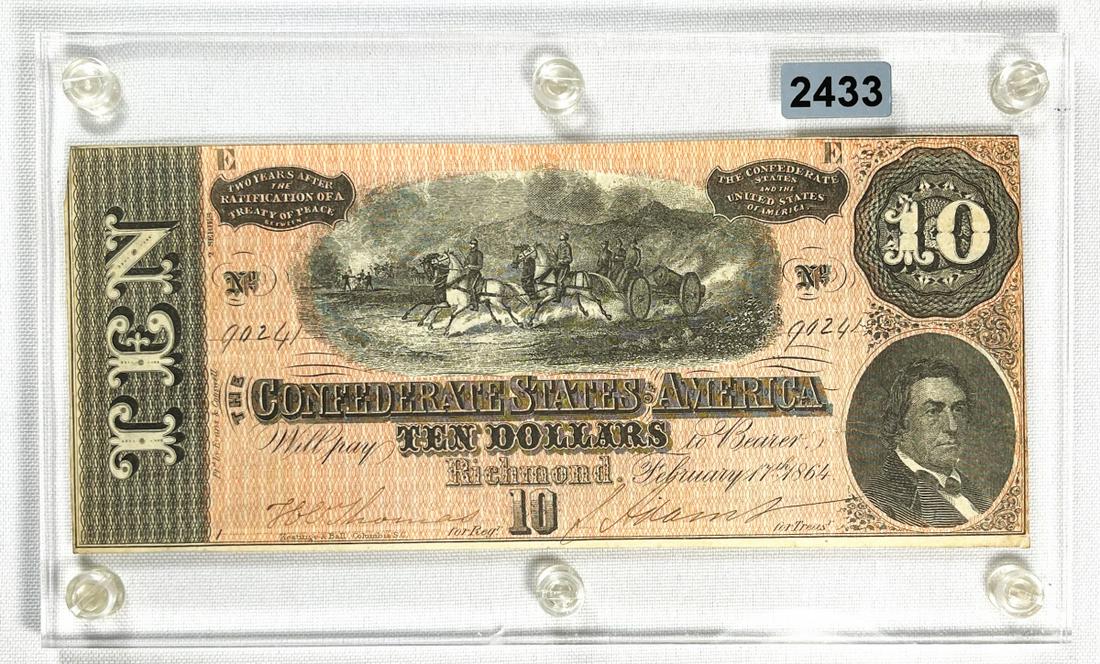 1864 $10 Confederate Note CLOSELY UNC - Nov 26, 2022 | Gold Standard ...