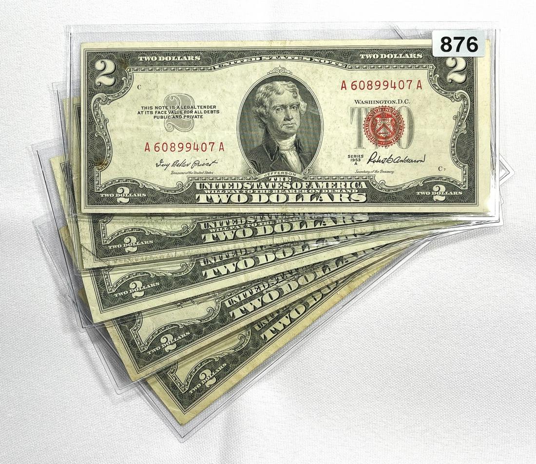 (5)1953 63 $2 Legal Tender Notes