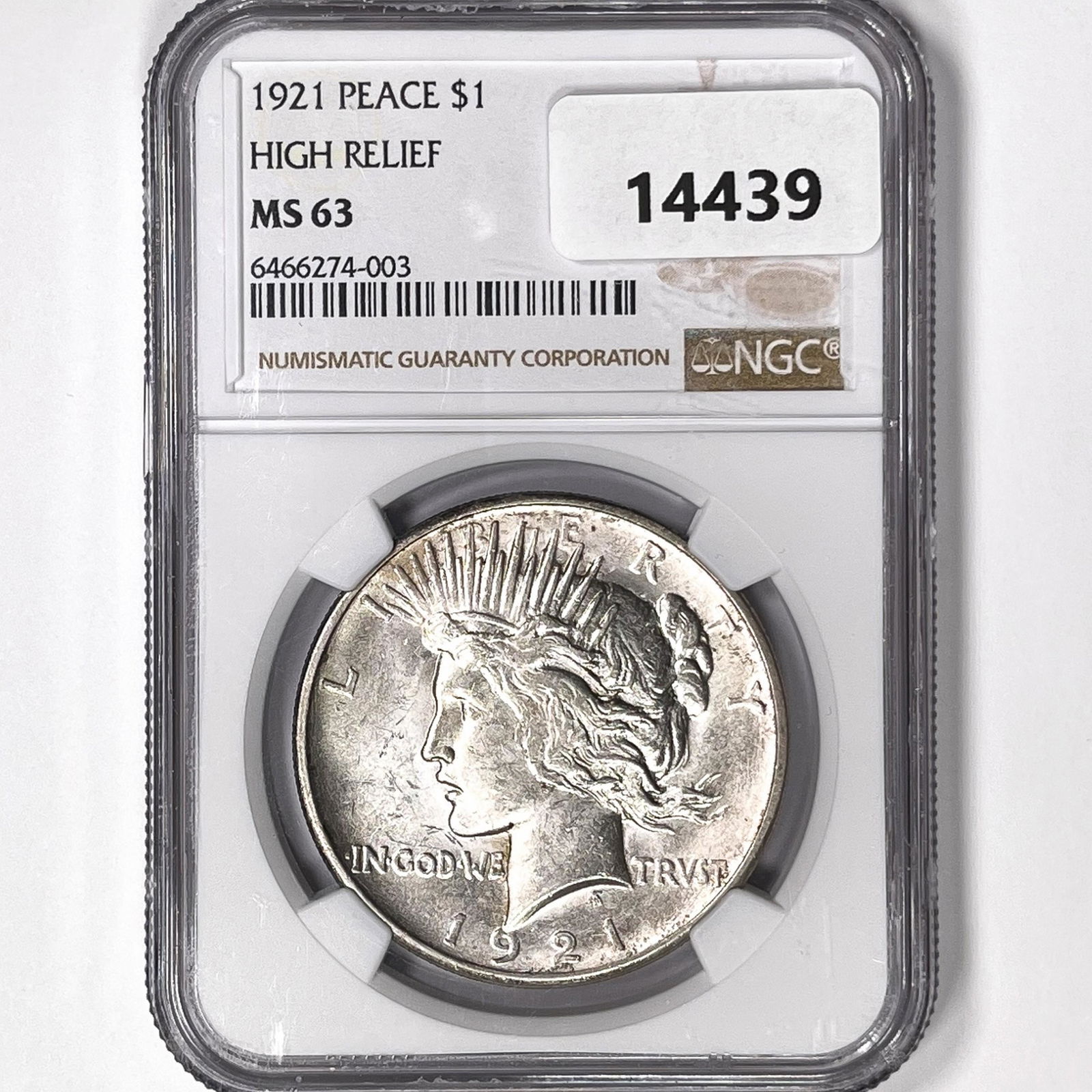 1921 Silver Peace Dollar NGC-MS63 High Relief - Nov 19, 2022 | Gold ...