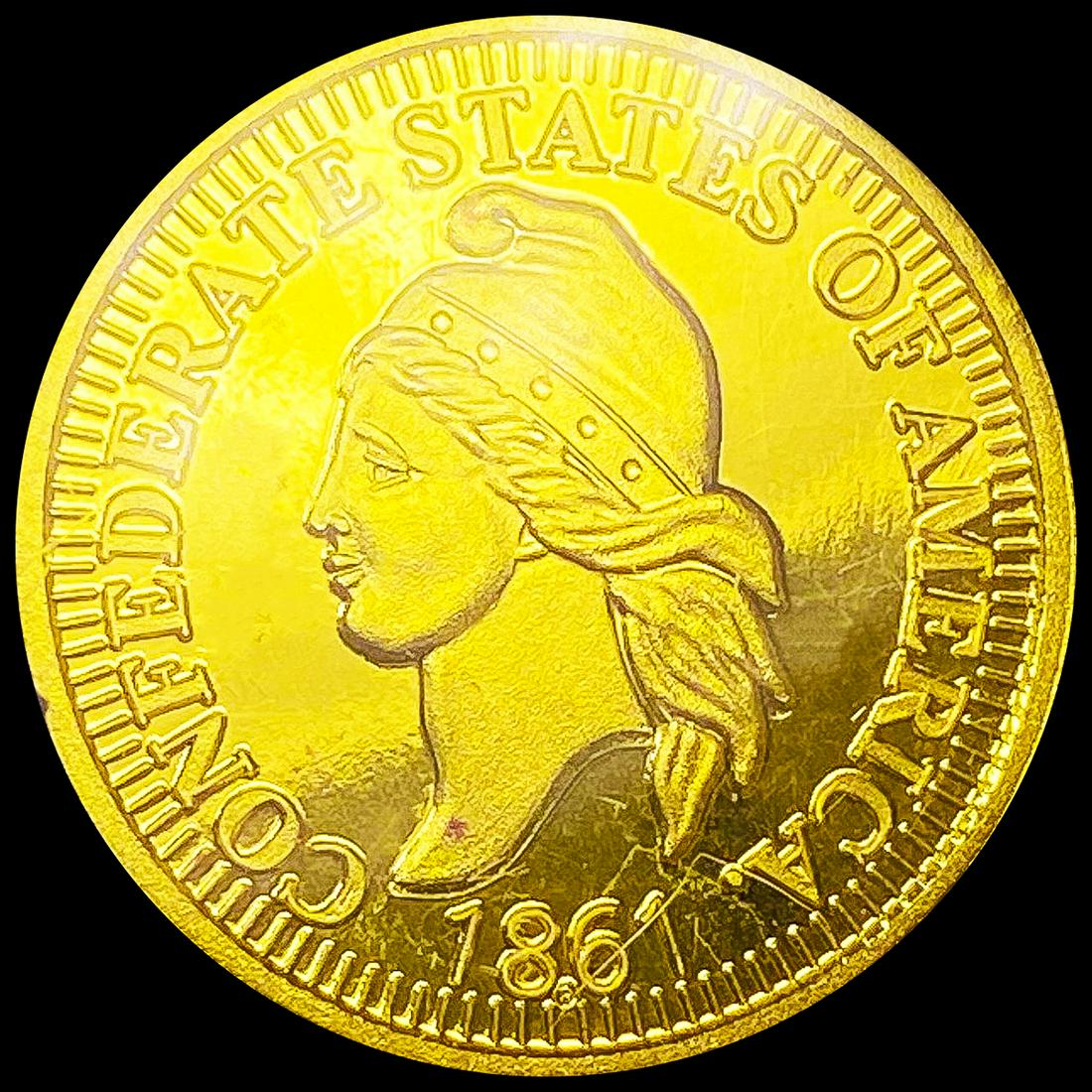 1861 Confederate Gold 1 Cent Gem Proof