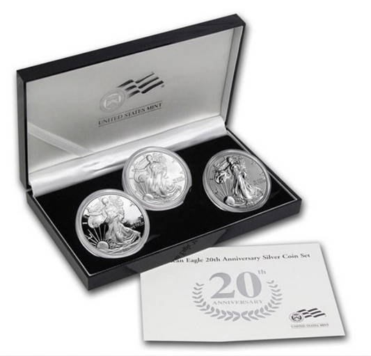 2006 W 20th Ann Ase 3 Coin Silver Set Gem Ogp