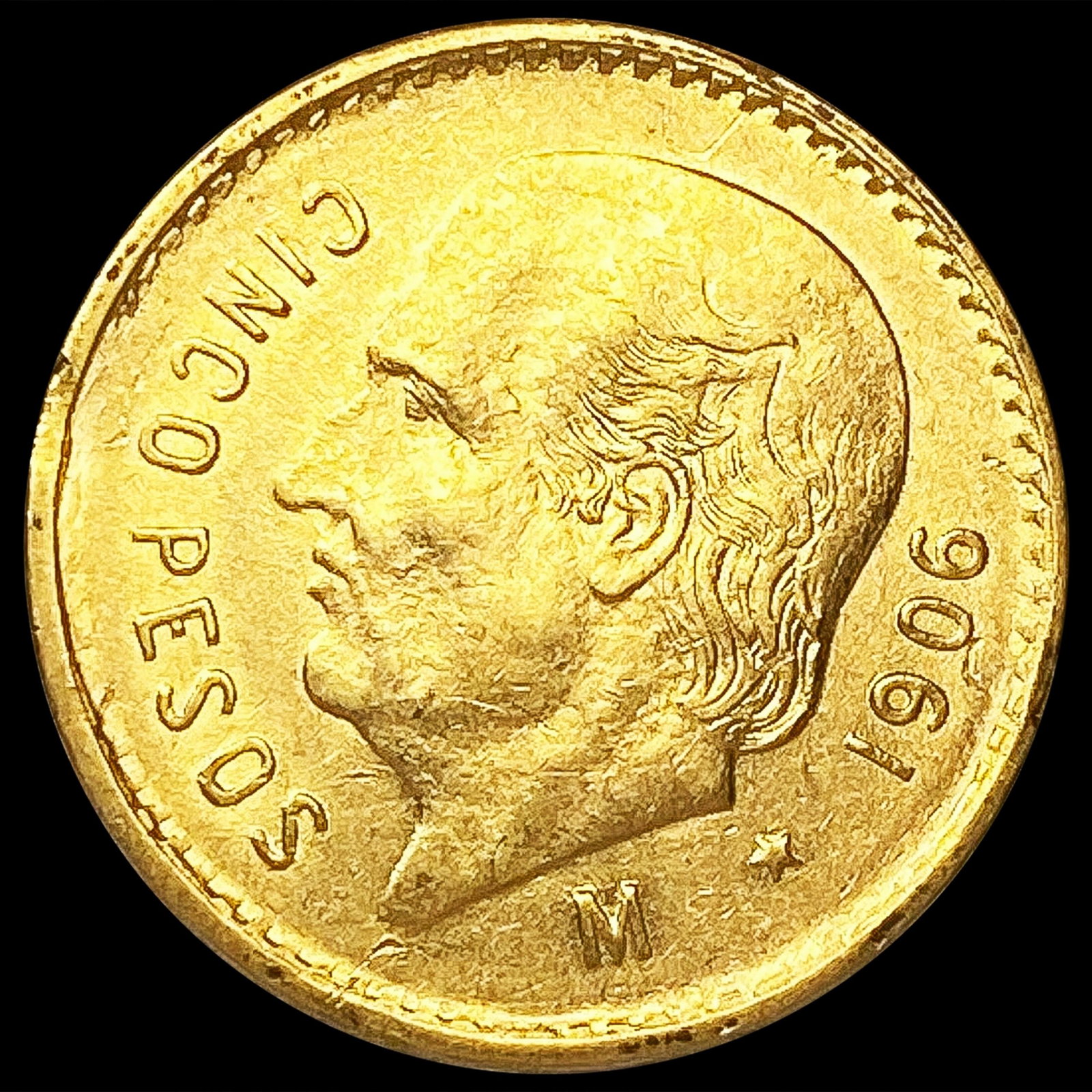 1906 Mexico 1206oz Gold 5 Pesos Uncirculated