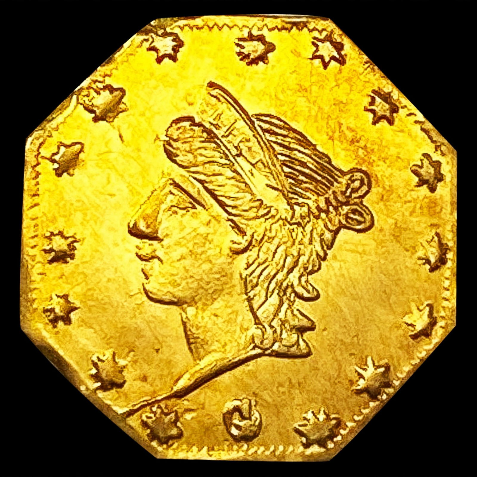 1864 Bg 735 Octagonal California Gold Quarter High