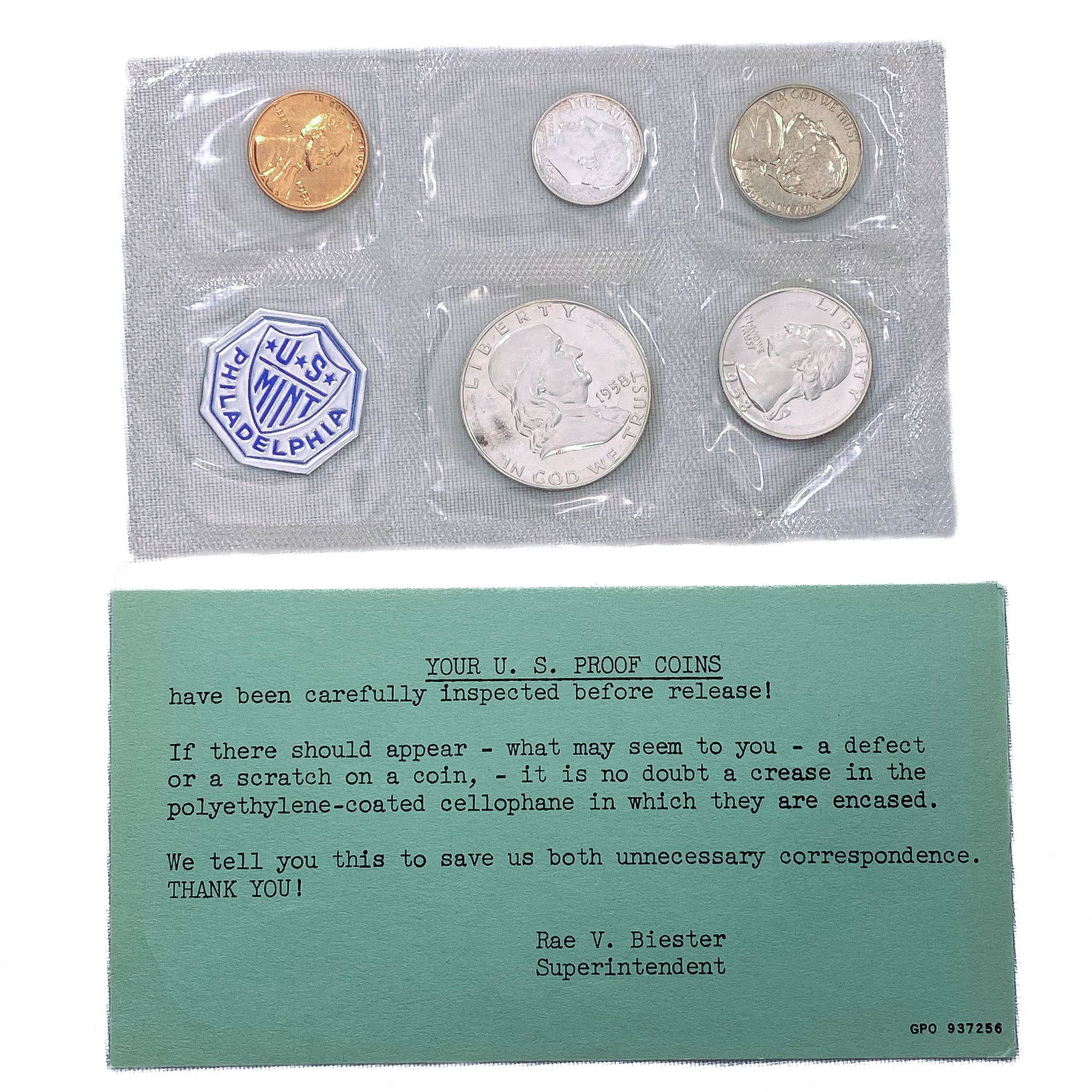 1958 Us Proof Coin Set (5 Coins) Auction