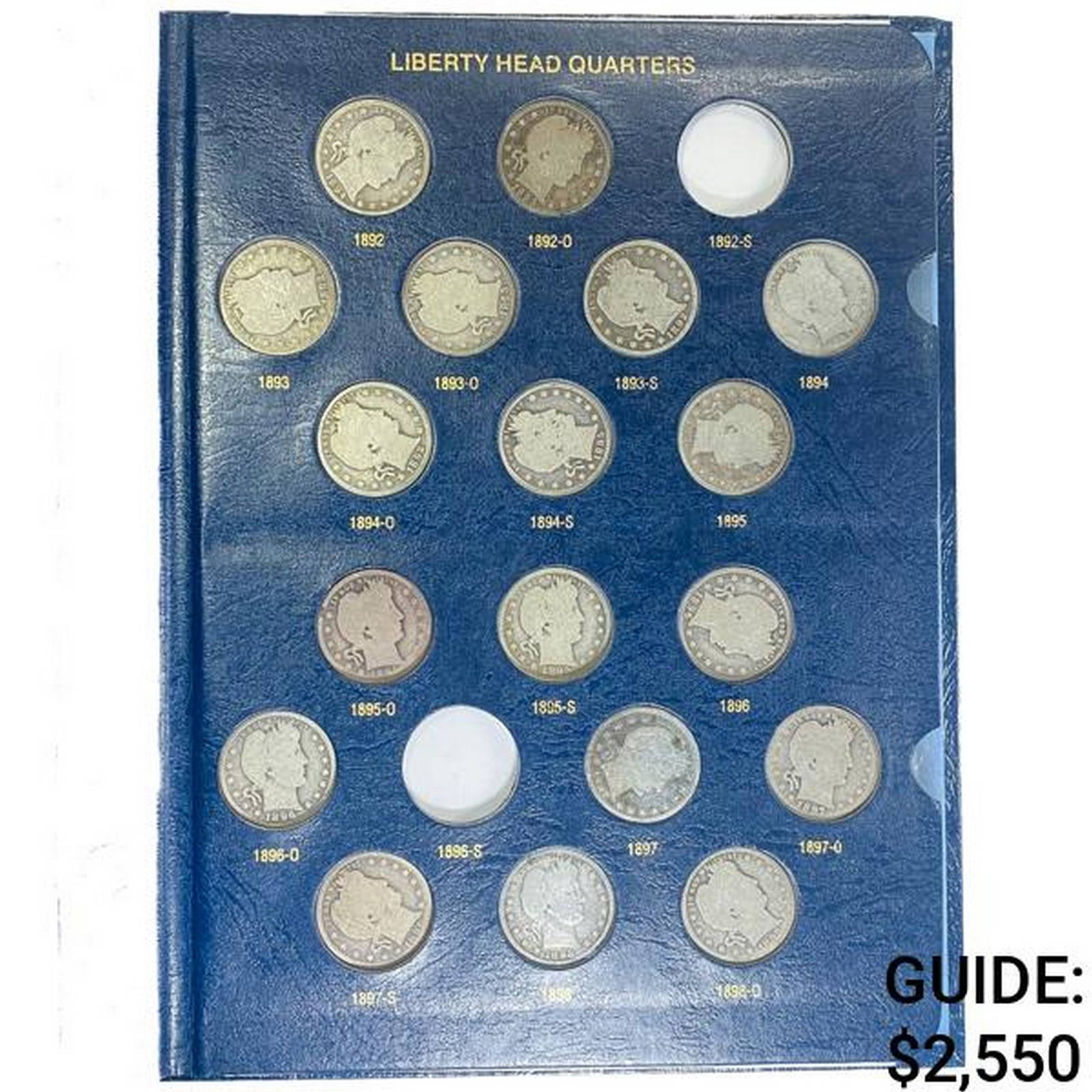 1892 Barber Quarter Book (71 Coins) Auction